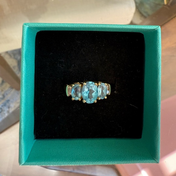 Samuel Aaron | Jewelry | Vintage 98 Blue Topaz 3 Stone Past Present ...